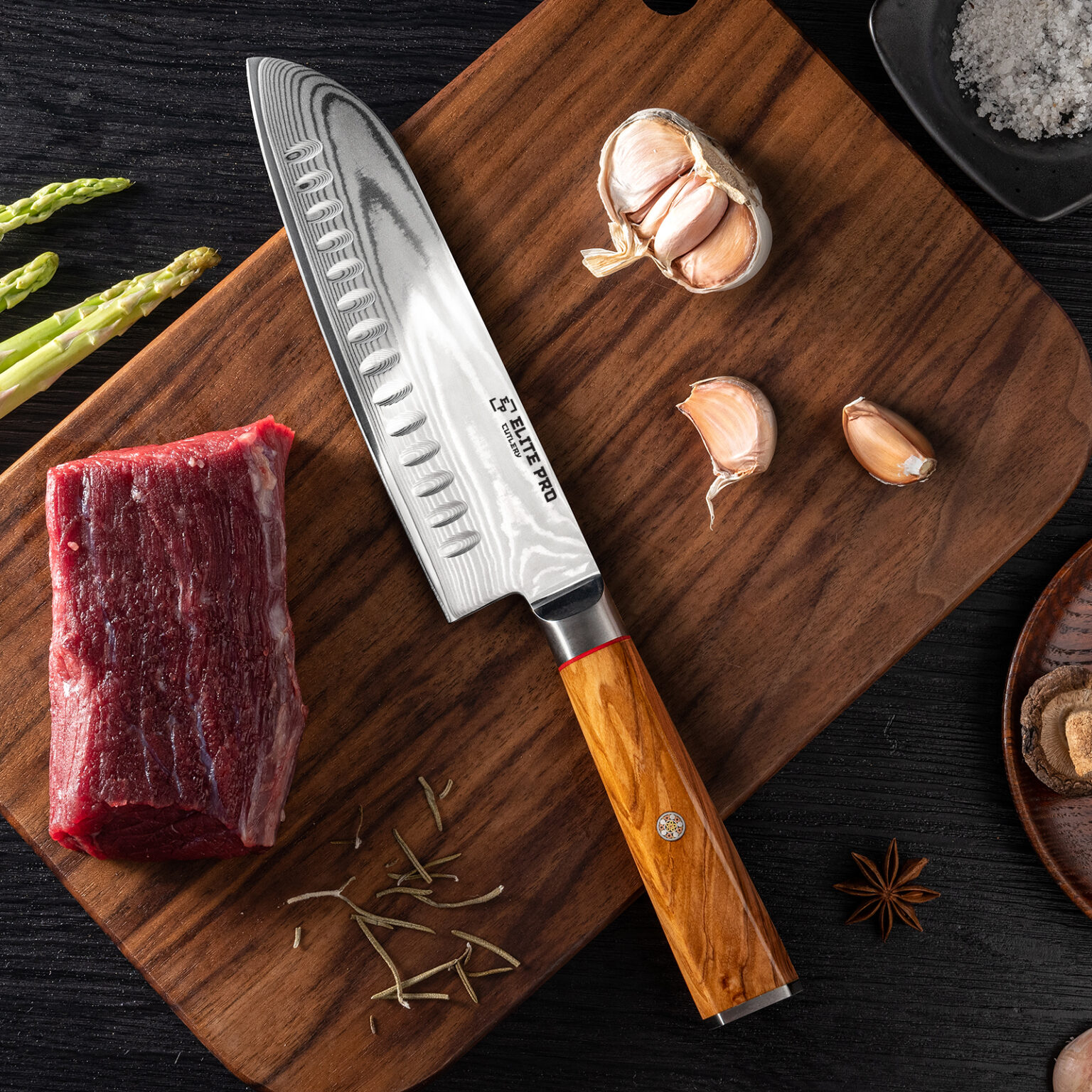 Elite Pro Cutlery 7″ Damascus Santoku Knife – 67-Layer Steel, Ultra ...
