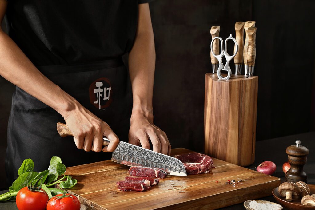 Order HEZHEN 7 PCS Knife Set Block (B30-H7) – 67 Layers Damascus Steel ...
