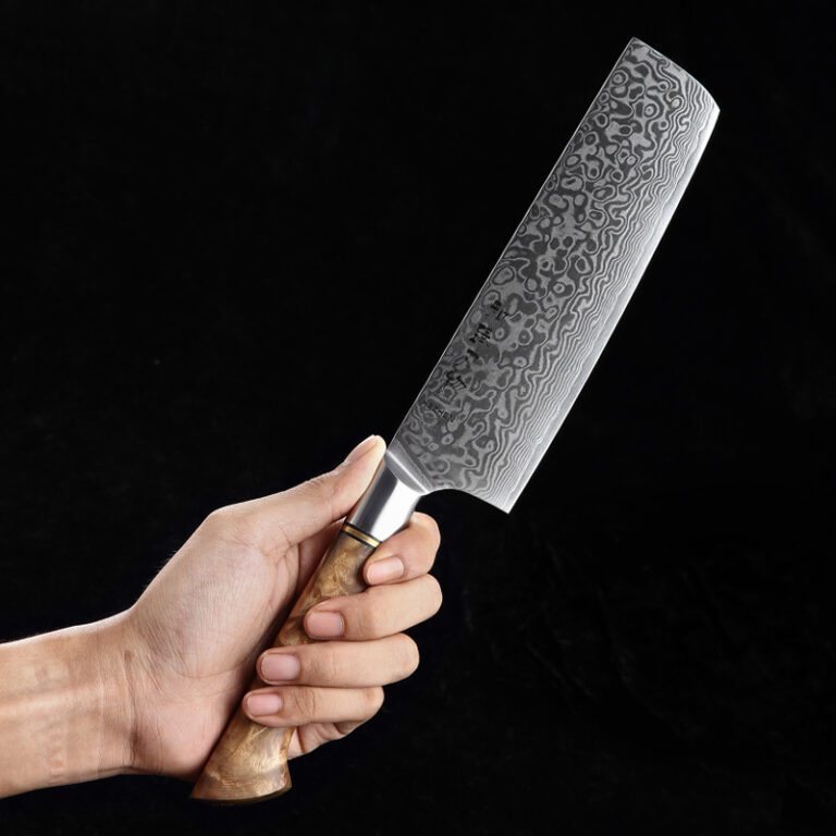 HEZHEN 7 inch Nakiri Knife, 67 Layers Damascus Steel, 60-62HRC Hardness ...