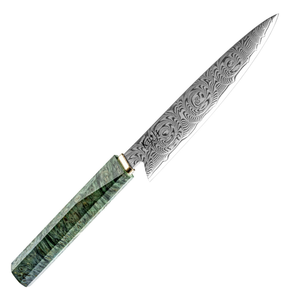 KUTLR 5 Inch Damascus Utility Knife – 67-Layer Steel with Green ...